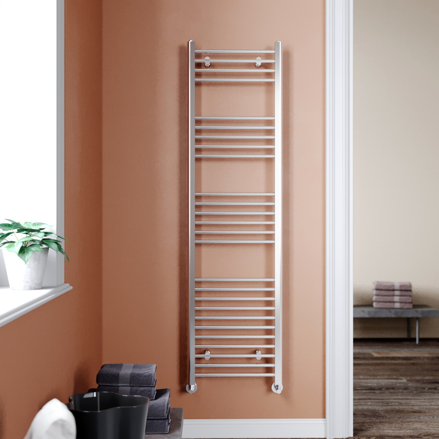 Modern Towel Rail Radiator Chrome Straight Heated Bathroom Rads 1800 X Modern Towel Rail Radiator Chrome Straight Heated Bathroom Rads 1800 X